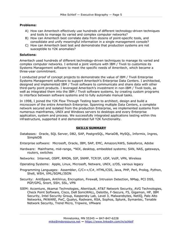 Mike Schleif - Executive Biography | PDF