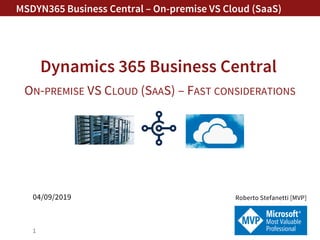 MSDYN365 Business Central On-premise Vs Cloud SaaS | PDF
