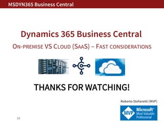 MSDYN365 Business Central On-premise Vs Cloud SaaS | PDF