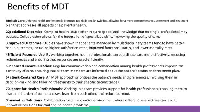 The Multidisciplinary Approach in Health care MDT.pptx