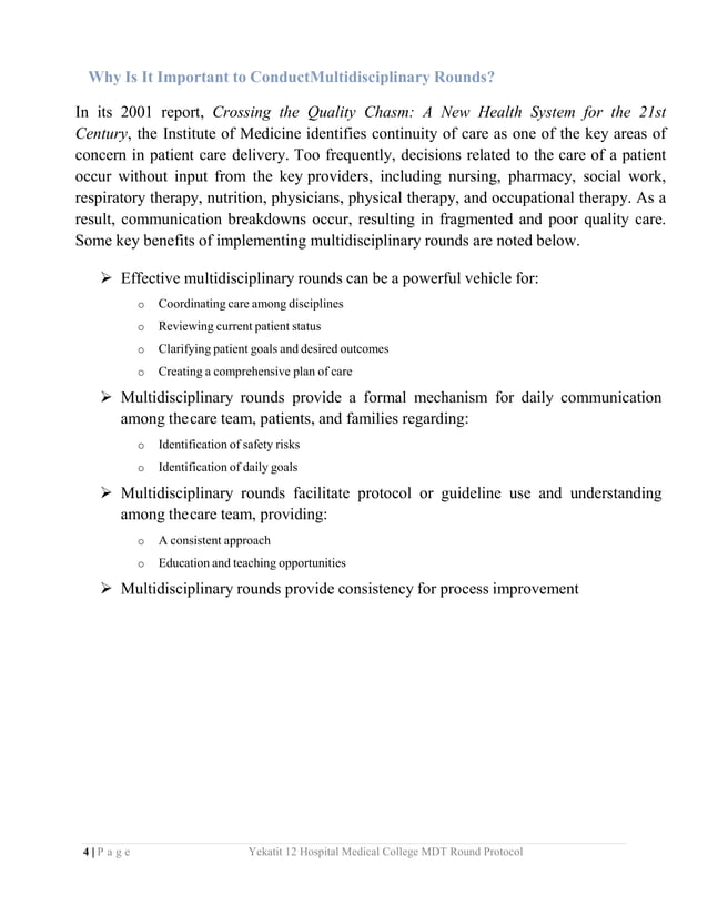 MDT round protocol of yekatit 12 Hospital medical college.pdf | Healthcare Industry | Industries
