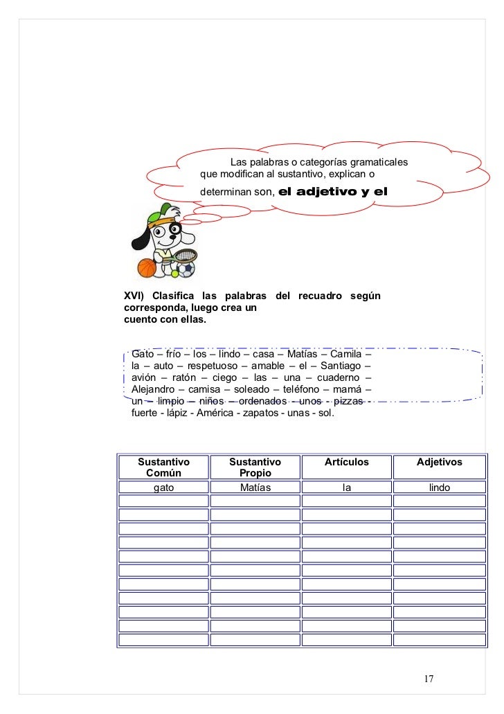 Ejercicios De Categorias Gramaticales