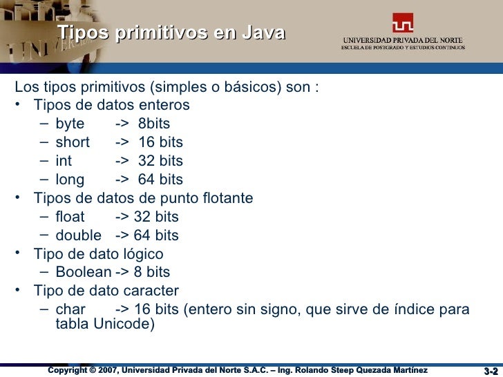 Tipos Primitivos Y Elementos Léxicos De Java