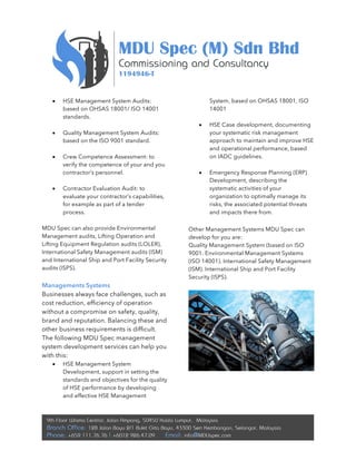 MDU Spec Malaysia Sdn Bhd | PDF