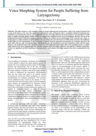 Voice Morphing System for People Suffering from Laryngectomy | PDF