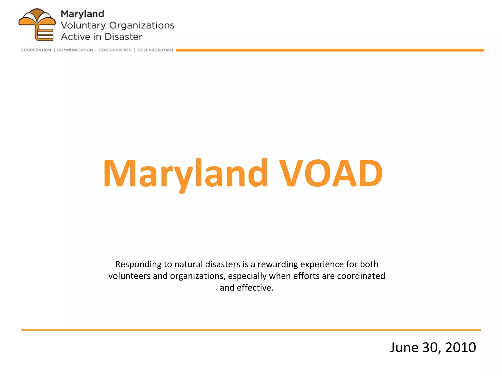 Maryland VOAD - an overview | PPT