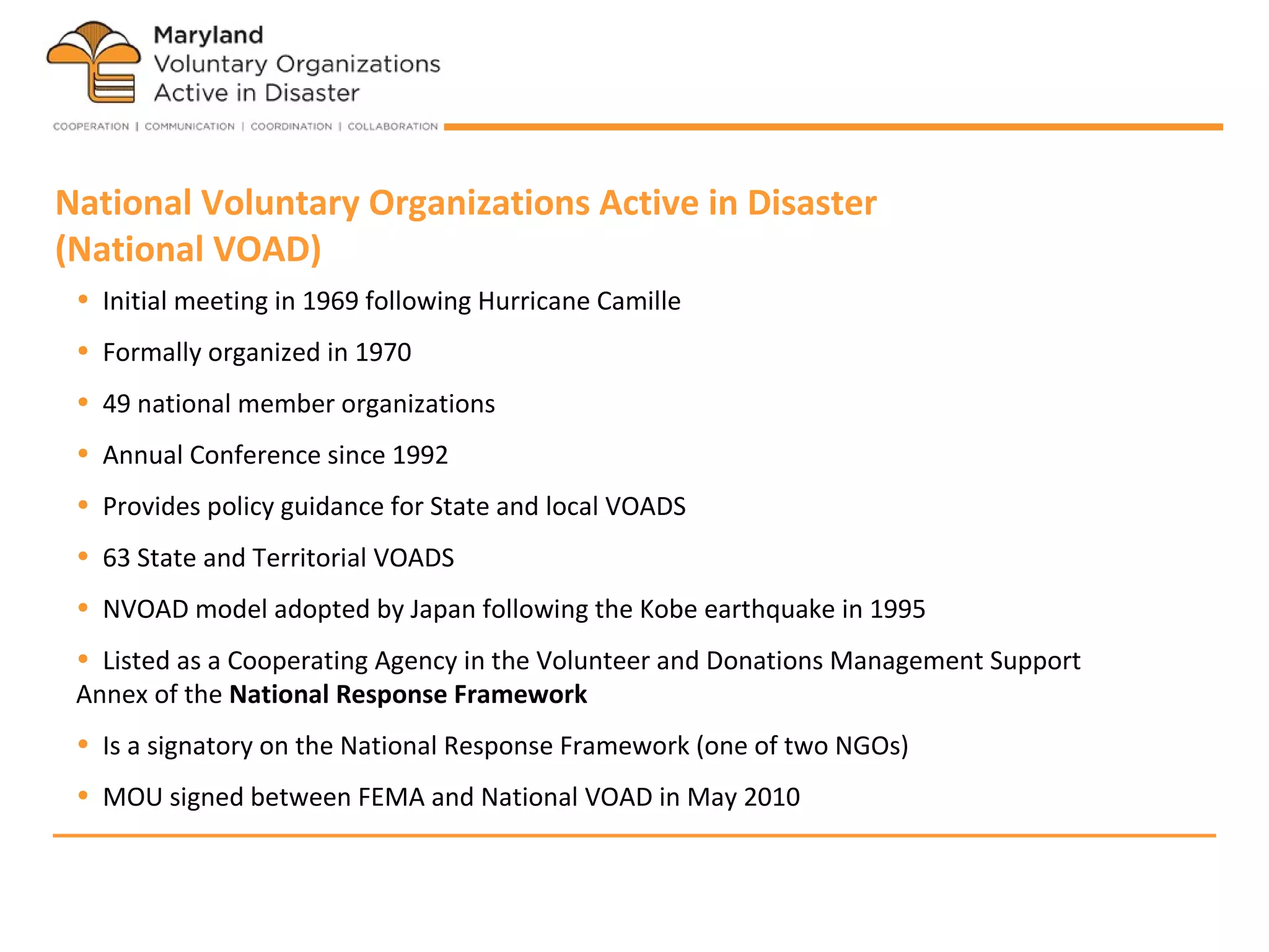 Maryland VOAD - an overview | PPT