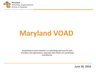 Maryland VOAD - an overview | PPT