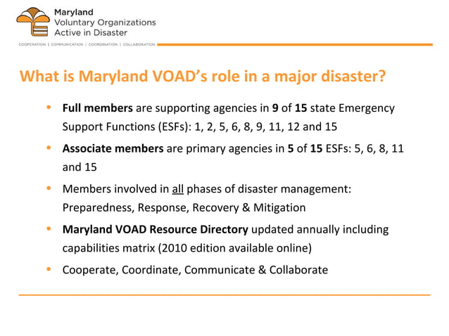 Maryland VOAD - an overview | PPT