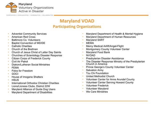 Maryland VOAD - an overview | PPT