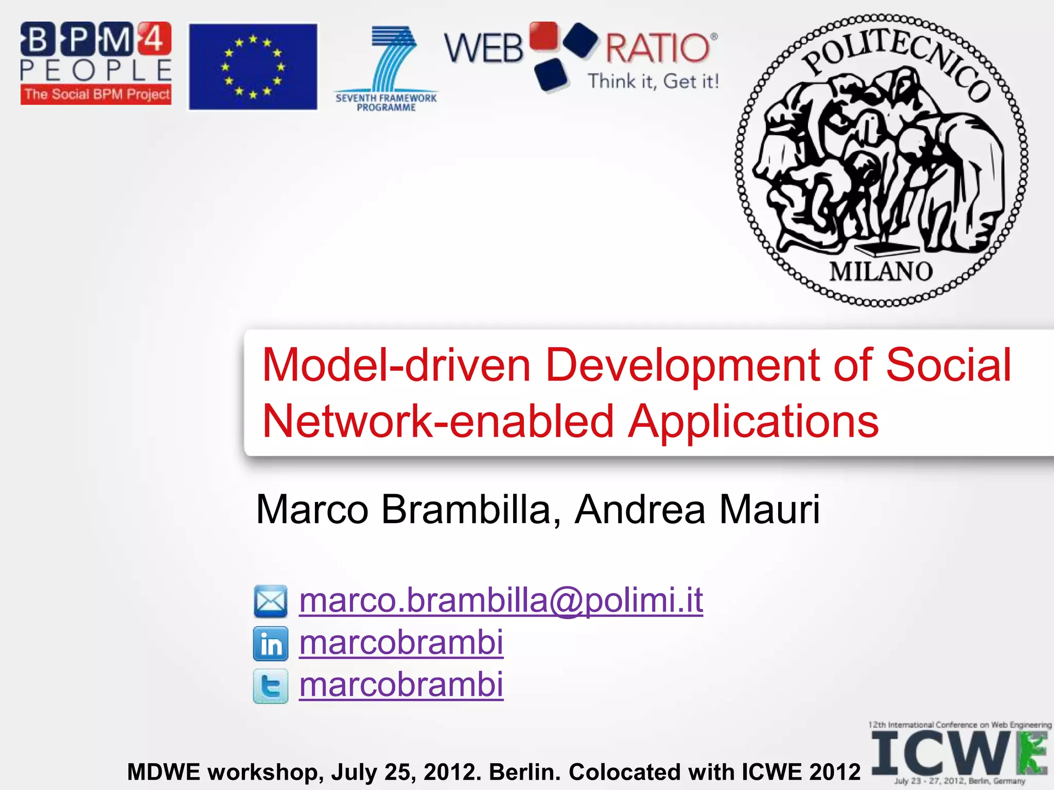 Model Driven Development Of Social Network Enabled Applications Ppt