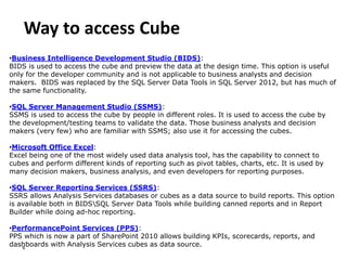 SSAS, MDX , Cube understanding, Browsing and Tools information | PPT