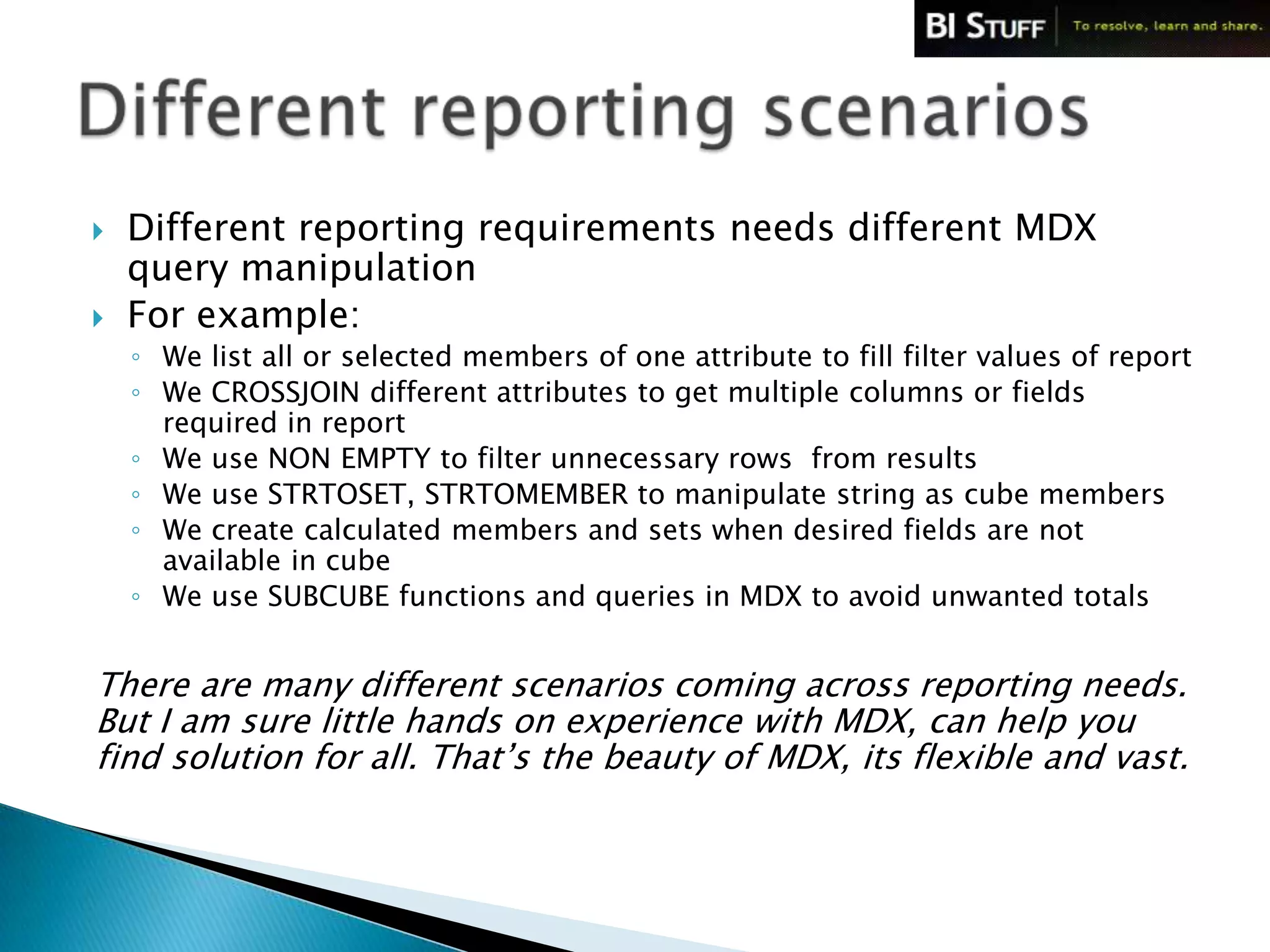 MDX (Multi Dimensional Expressions) Introduction | PPTX