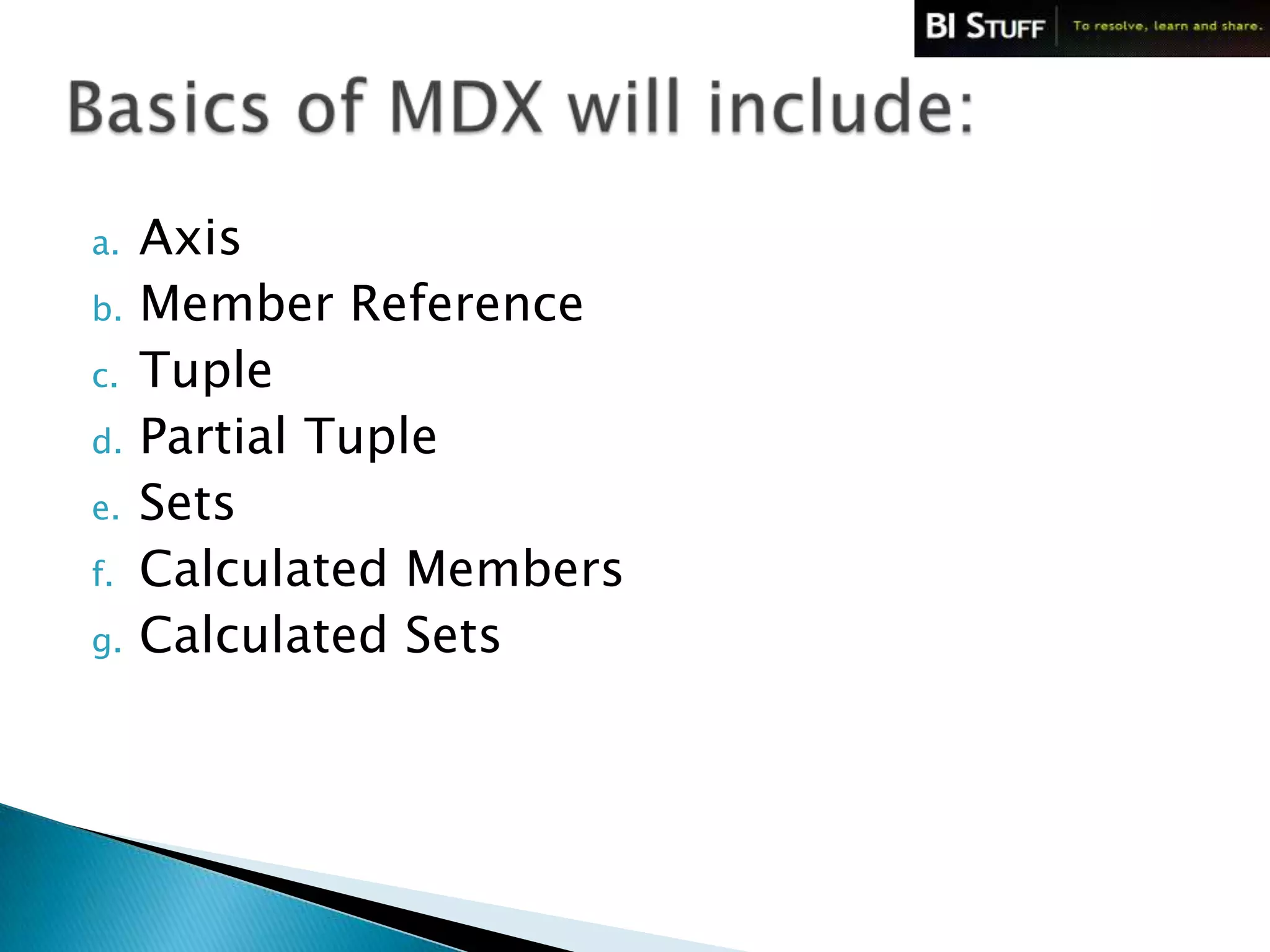 MDX (Multi Dimensional Expressions) Introduction | PPTX | Databases ...