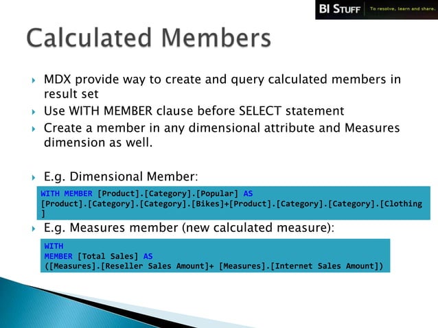 Mdx Multi Dimensional Expressions Introduction 