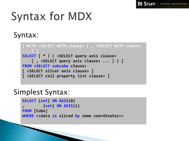 Mdx Multi Dimensional Expressions Introduction