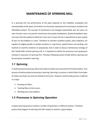 Maintenance Strategy and Activites of Textile Industry (Spinning Mill ...