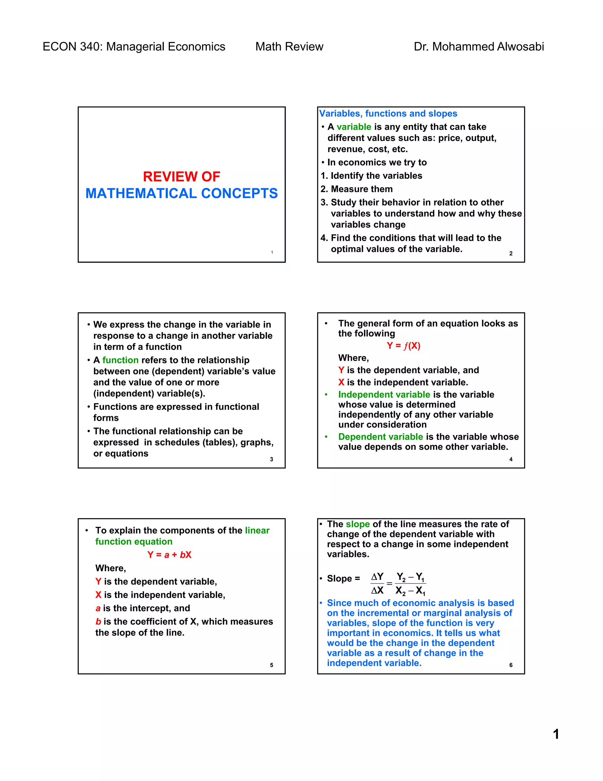Managerial Economics (Mathematical Concepts) | PDF