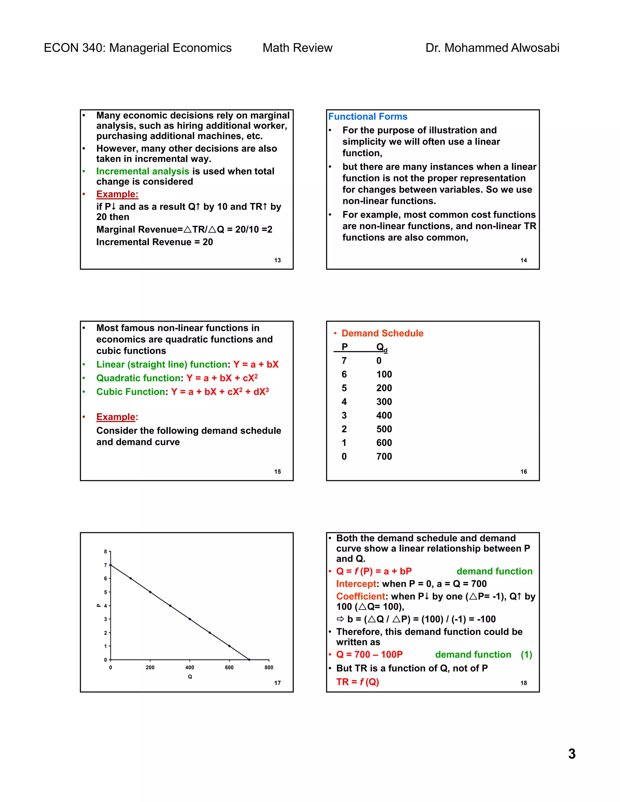 Managerial Economics (Mathematical Concepts) | PDF