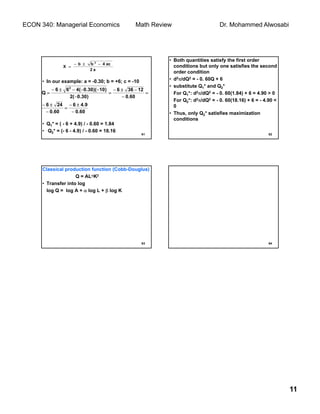 Managerial Economics (Mathematical Concepts) | PDF