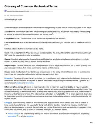 Me mechanicalengineering.com-glossary of common mechanical terms | PDF