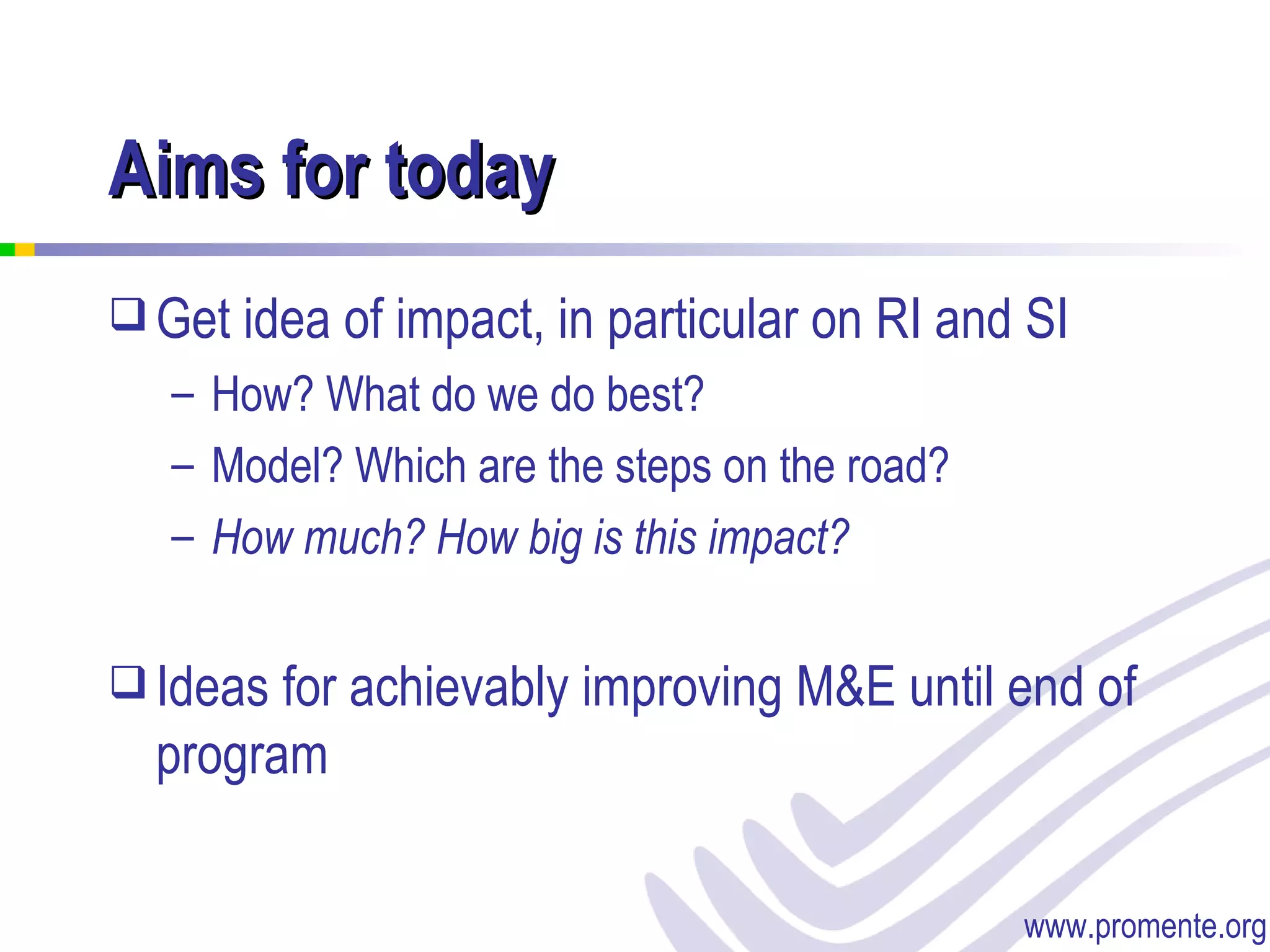 M&E workshop for riversee | PPT