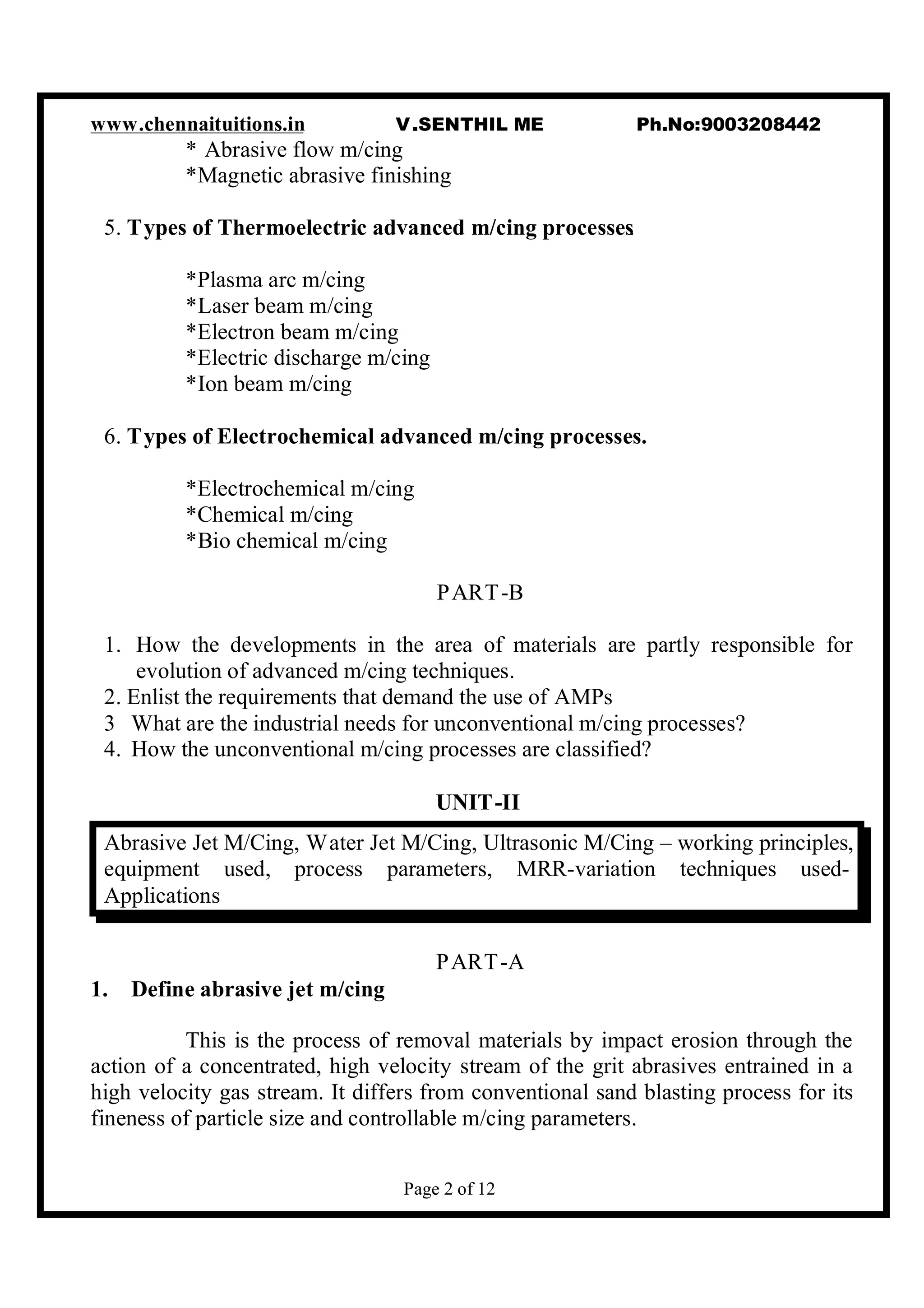 Me1001 unconventional machining process | PDF