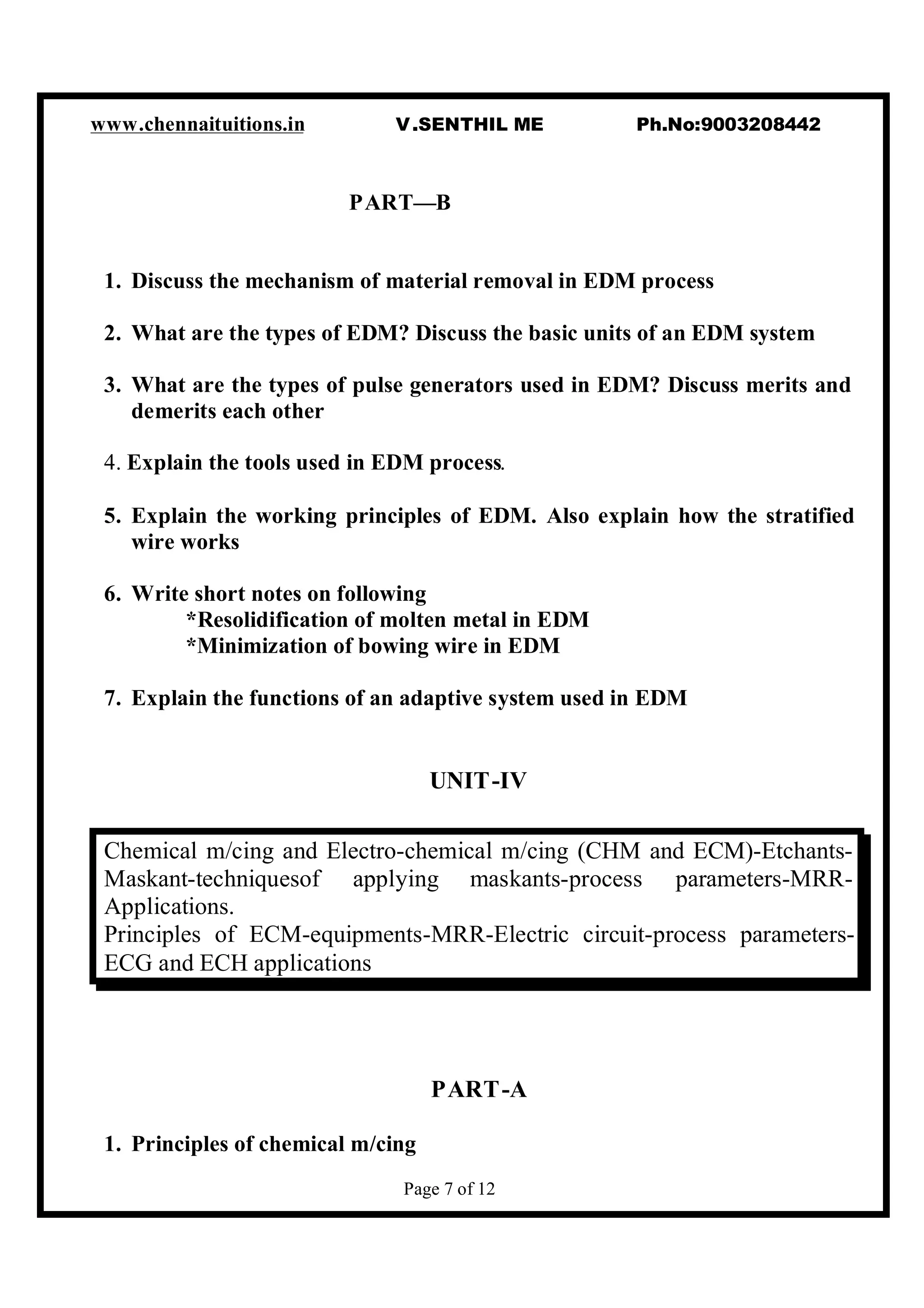 Me1001 unconventional machining process | PDF