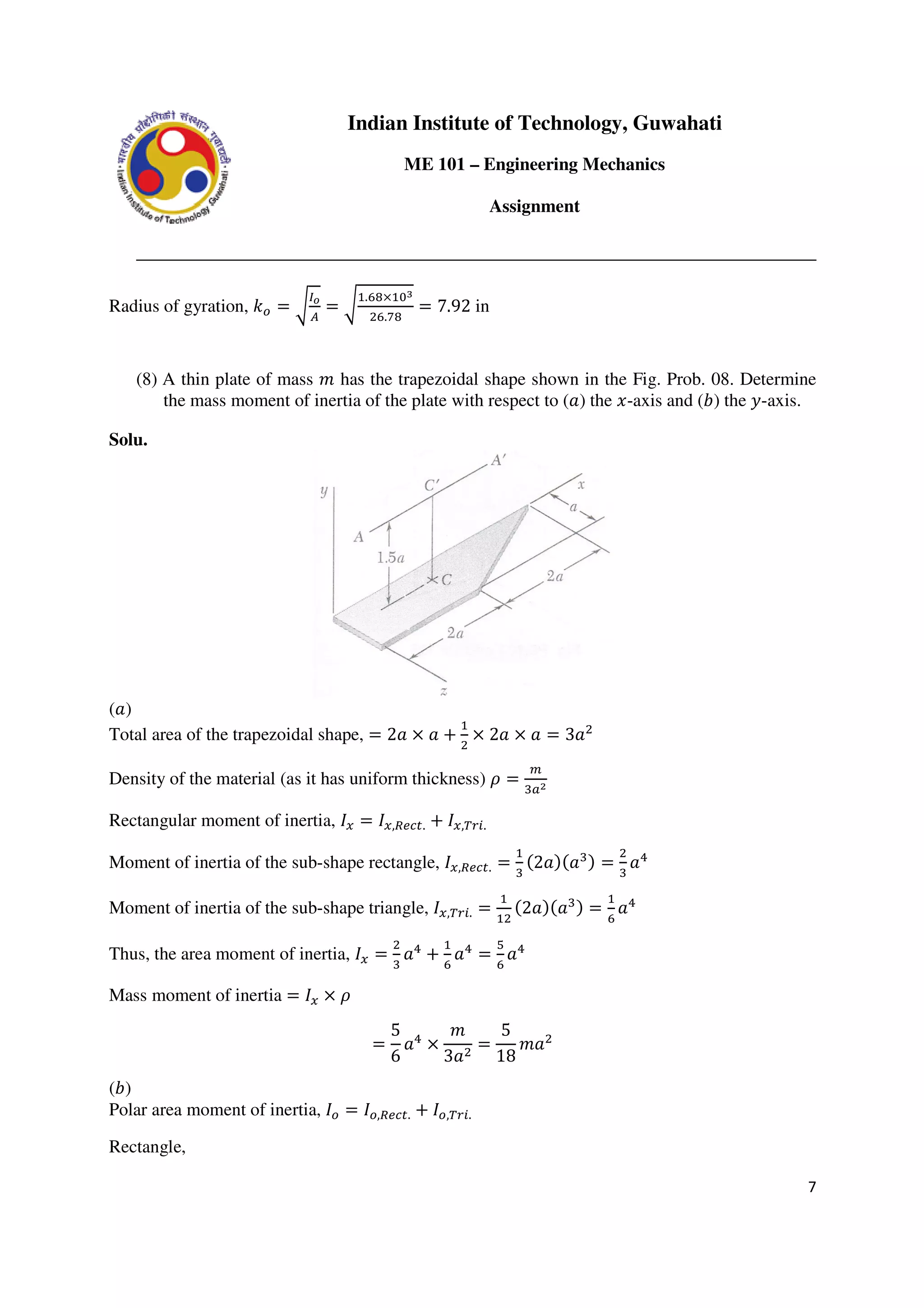 Me101 tutorial 06_solution | PDF