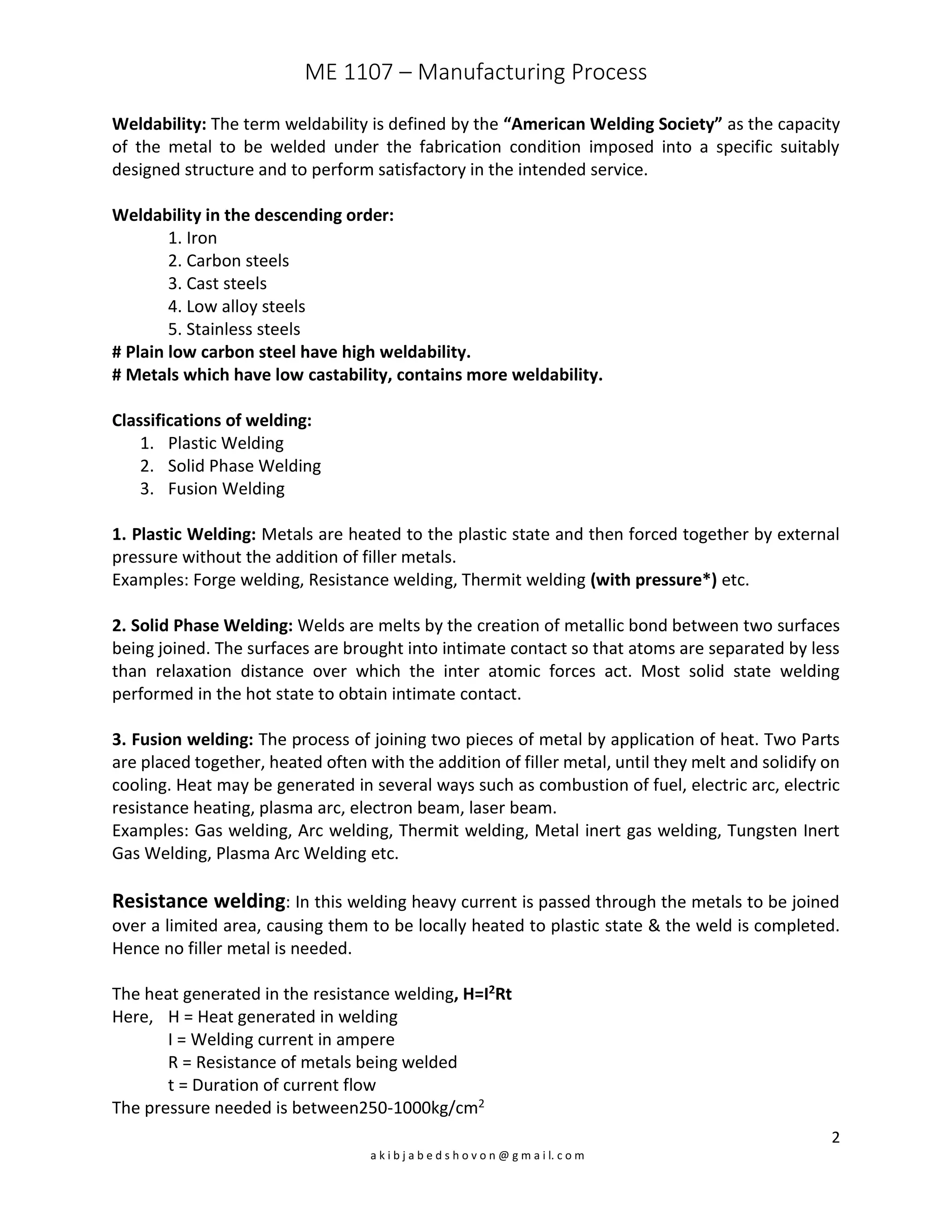 Manufacturing Process - Welding, Brazing & Soldering | PDF
