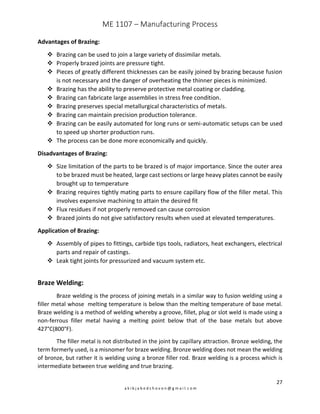 Manufacturing Process - Welding, Brazing & Soldering | PDF