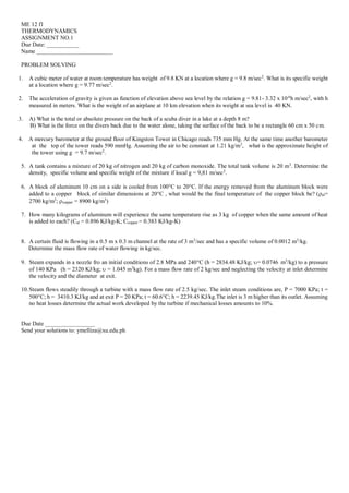 ME 12 Assignment No. 1 | PDF