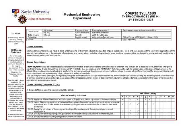 ME 14 thermodynamics 2 (2020 2021 Syllabus) | DOCX