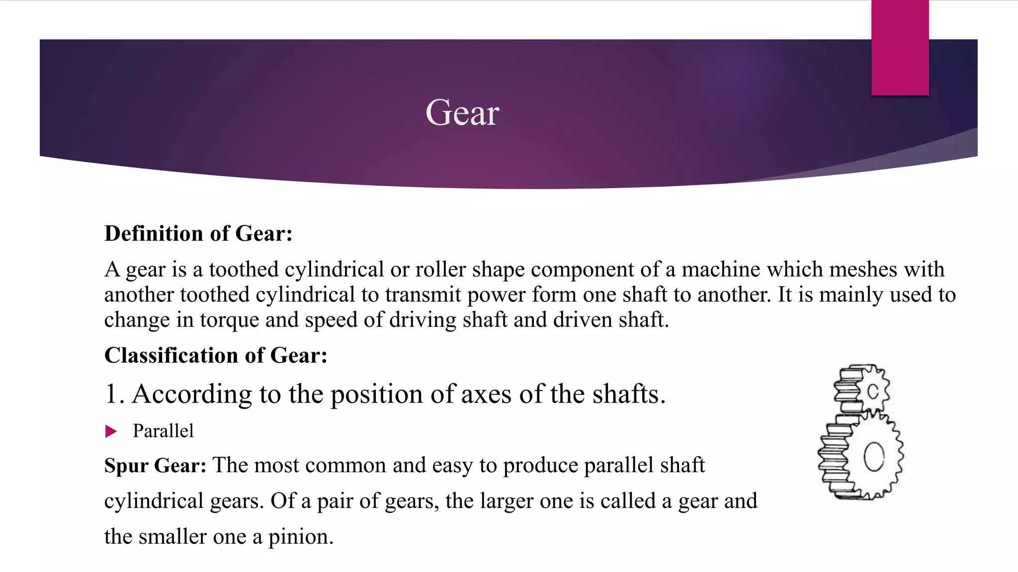 Power transmission and Different types of gear | PPTX