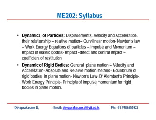 ME202 Engineering Mechanics L1 | PPT