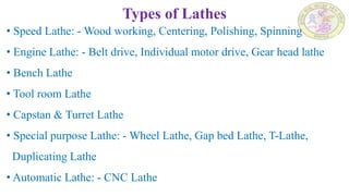 Theory about LATHE machine tool and operations performed on it. Very ...