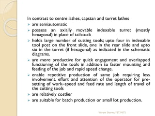 Capstan, Turret & Automatic lathe | PPTX