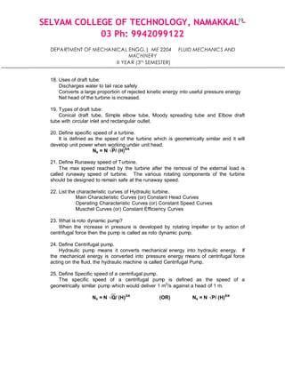 Me 2204 fluid mechanics and machinery | PDF | Physics | Science