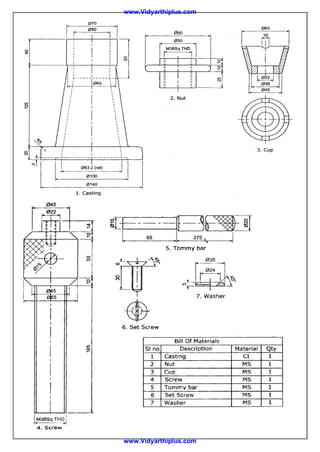 Me2257 computer aided -machine-drawing-manual(v+) | PDF