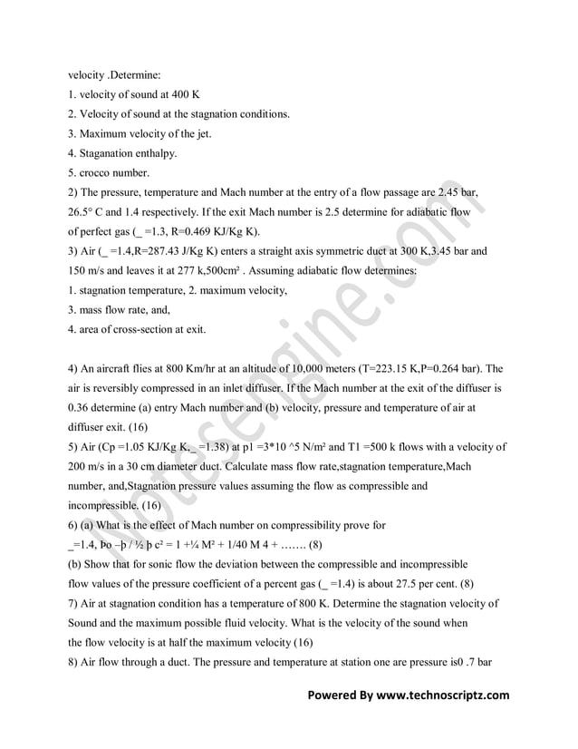 Me2351 gas dynamics and jet propulsion-qb | PDF | Physics | Science
