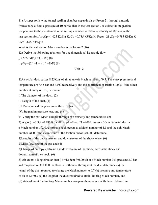 Me2351 gas dynamics and jet propulsion-qb | PDF | Physics | Science