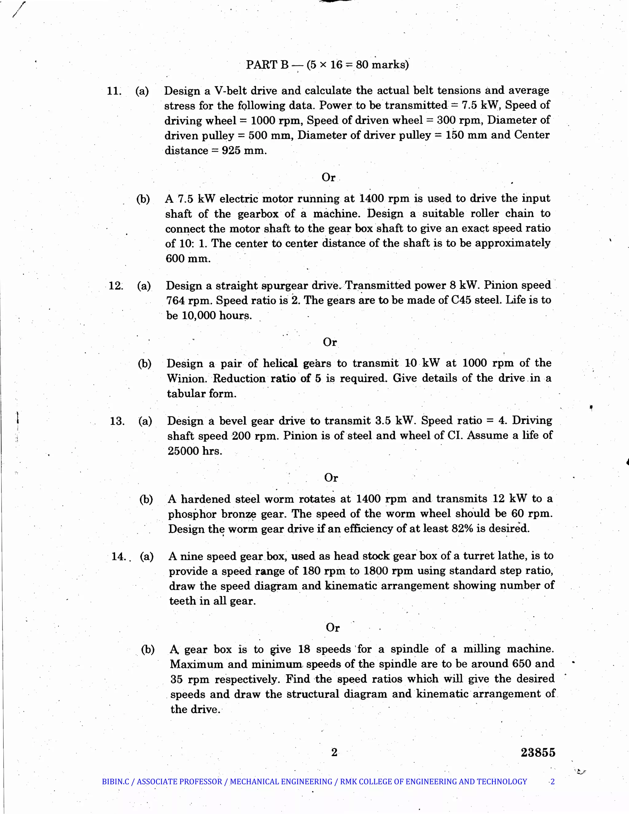 Me2352 DESIGN OF TRANSMISSION SYSTEMS | PDF