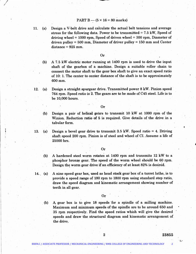 Me2352 DESIGN OF TRANSMISSION SYSTEMS | PDF