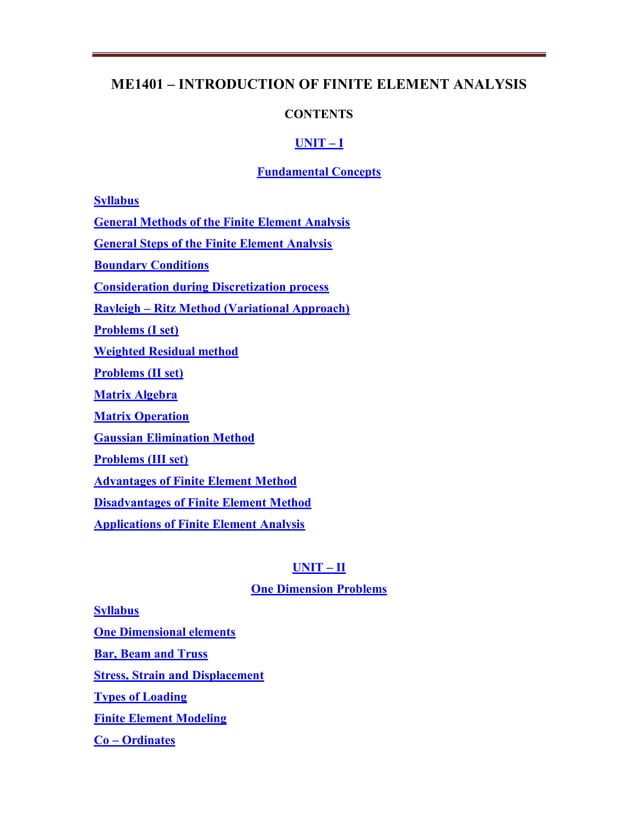 Me2353 finite-element-analysis-lecture-notes | PDF