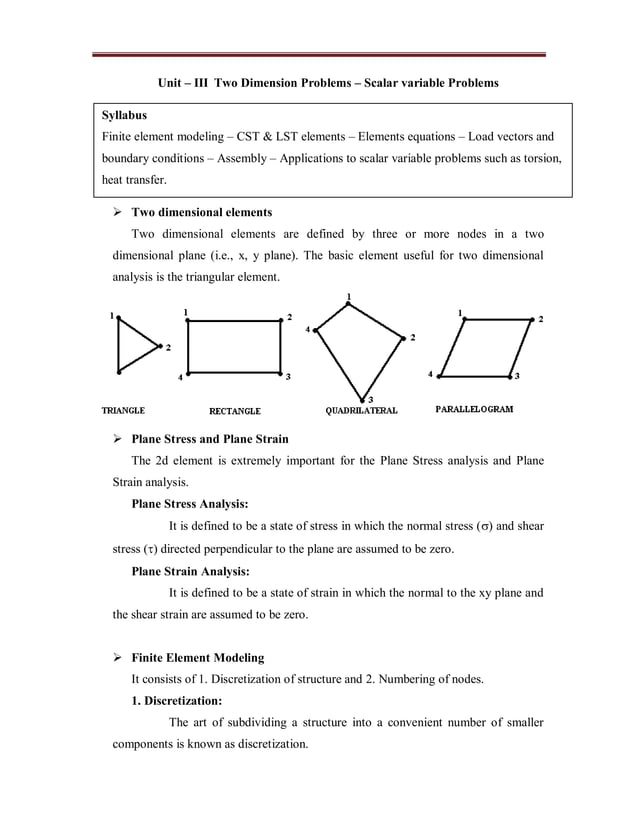 Me2353 finite-element-analysis-lecture-notes | PDF