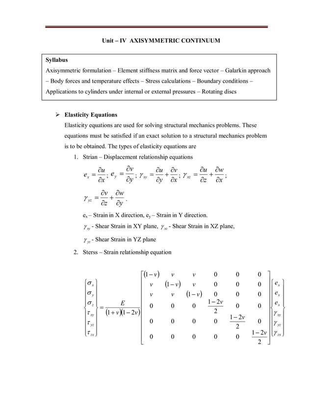 Me2353 Finite Element Analysis Lecture Notes Pdf