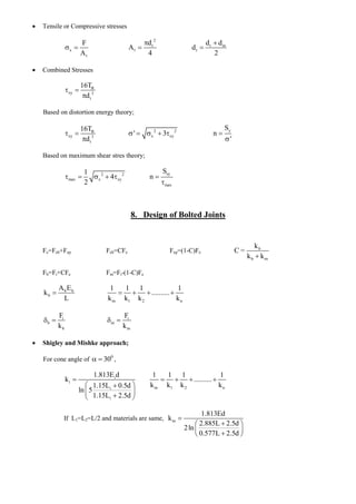 Me307 machine elements formula sheet Erdi Karaçal Mechanical Engineer ...