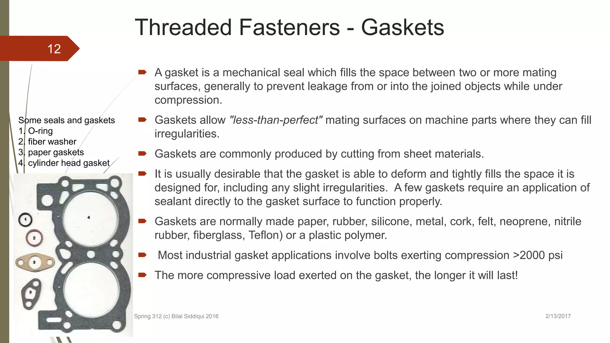 ME 312 Mechanical Machine Design [Screws, Bolts, Nuts] | PPTX