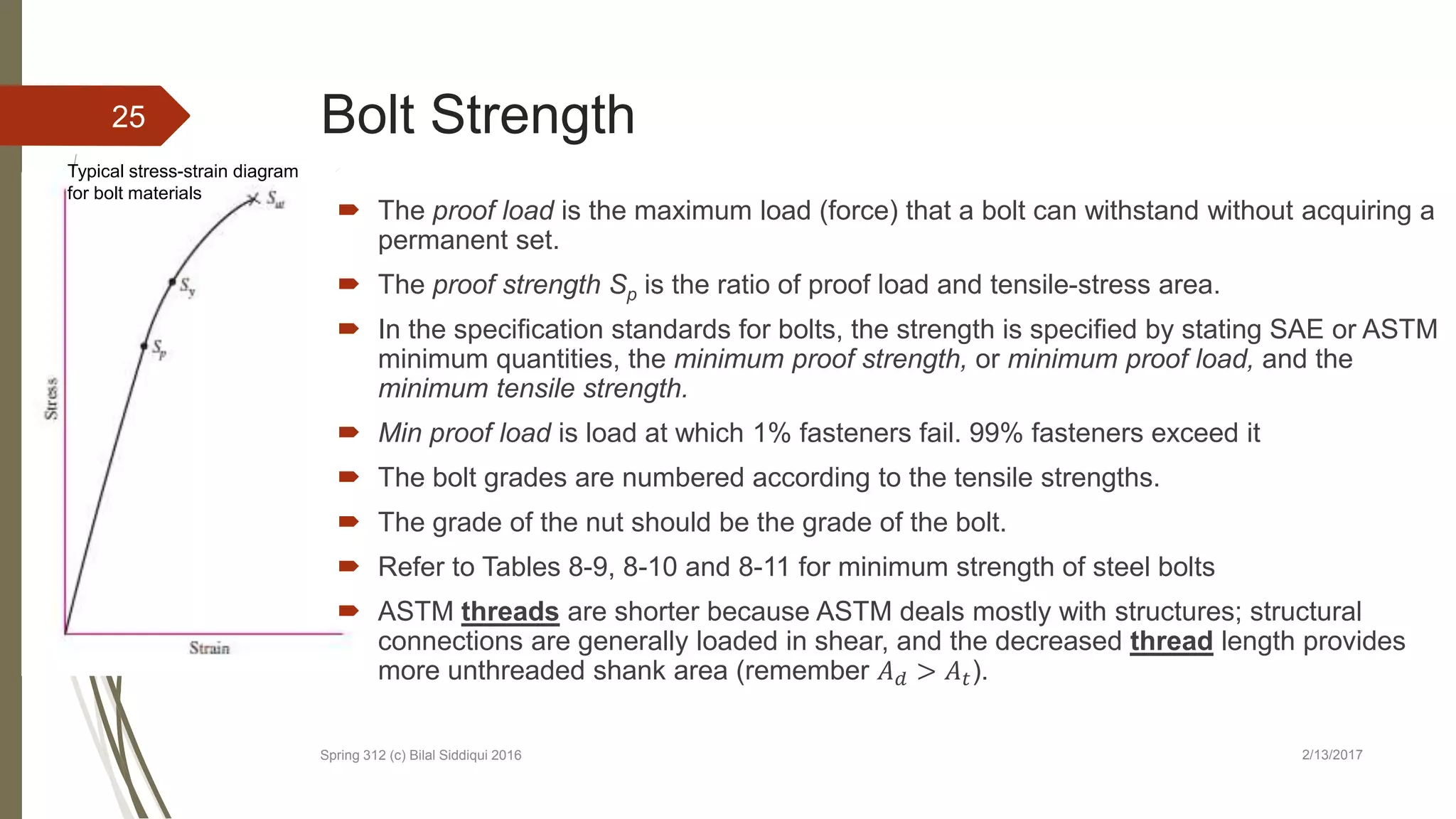 ME 312 Mechanical Machine Design [Screws, Bolts, Nuts] | PPTX