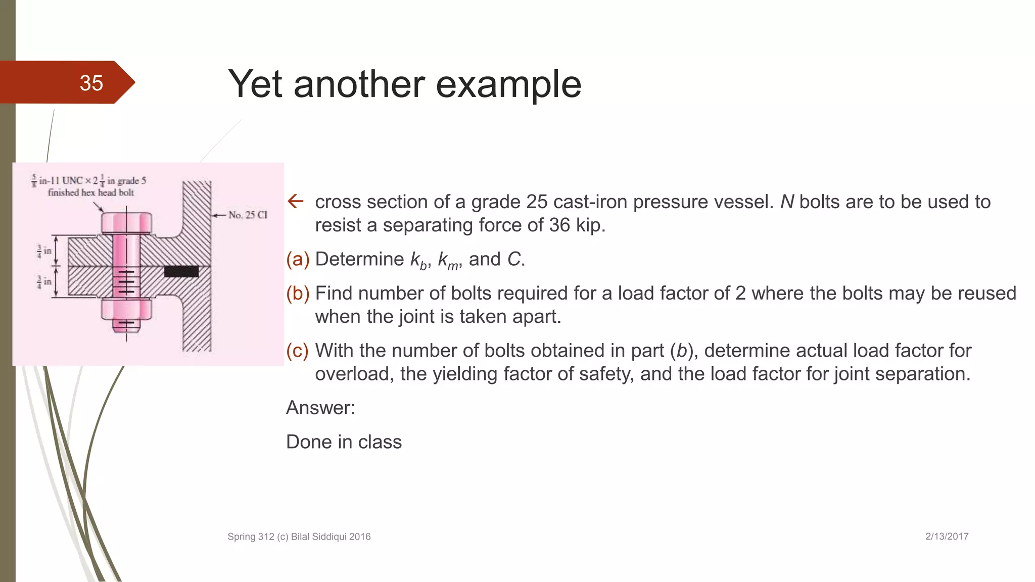 ME 312 Mechanical Machine Design [Screws, Bolts, Nuts] | PPTX